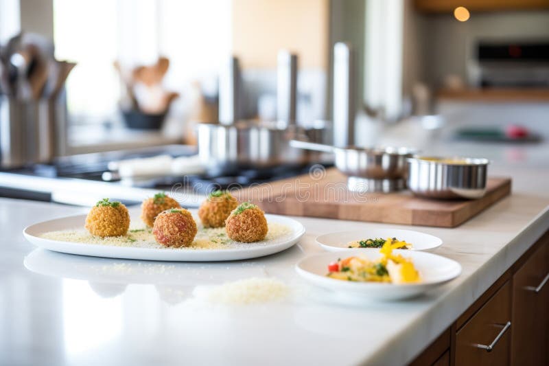 Arancini Assembly Line on a Kitchen Countertop Stock Image - Image of ...