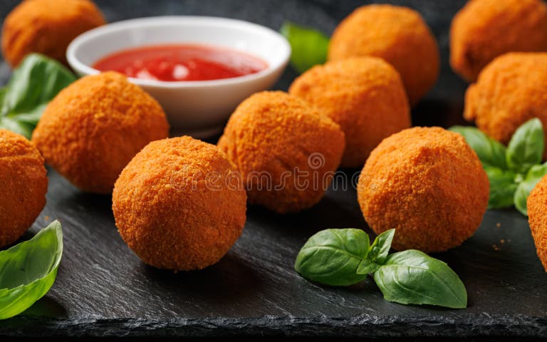 Arancini Rice Balls. Crispy, Deep Fried Rice Balls Stuffed with ...