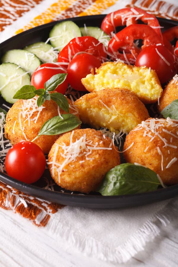Arancini Rice Balls with Vegetables Close-up on a Plate. Vertica Stock ...