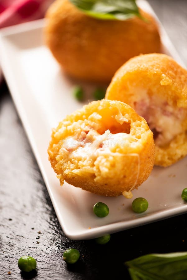 Arancini rice and meat stock image. Image of cuisine - 135732005