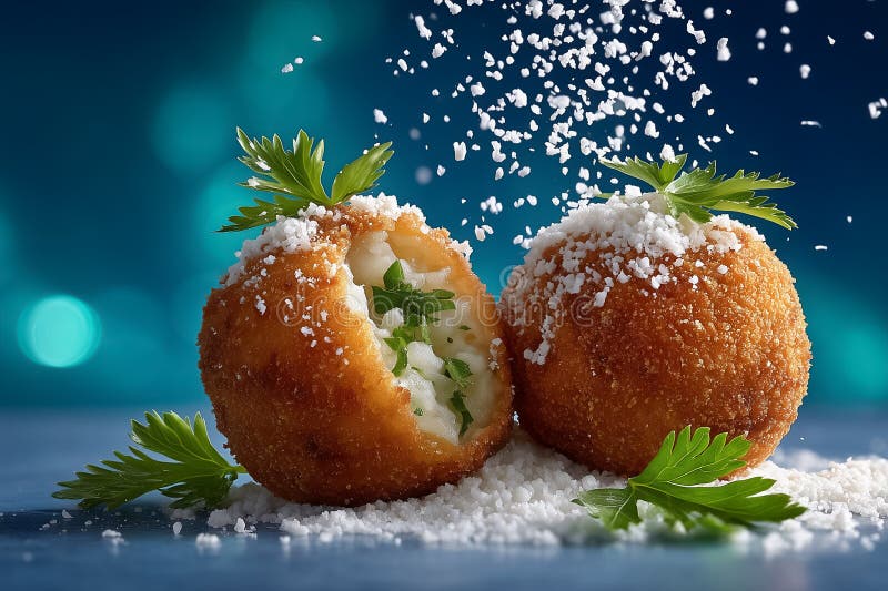 Arancini Risotto Ball Bursts Open Revealing Luscious Rag Core with ...