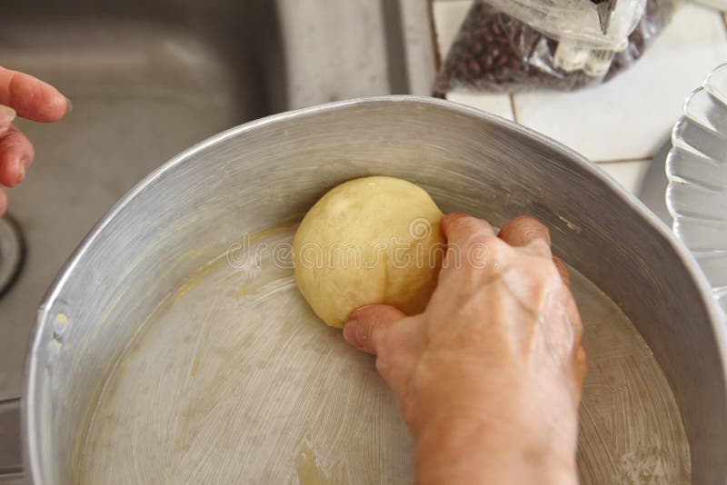 Aranging bread dough stock image. Image of preparation - 55066965