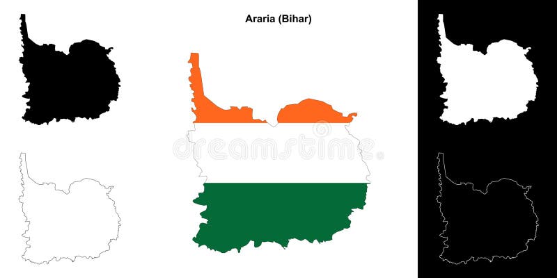 Araria outline map stock vector. Illustration of detailed - 368823917