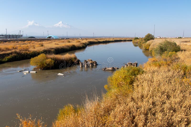 Aras River between Nakhchivan and Turkey. the Famous River of Aras ...