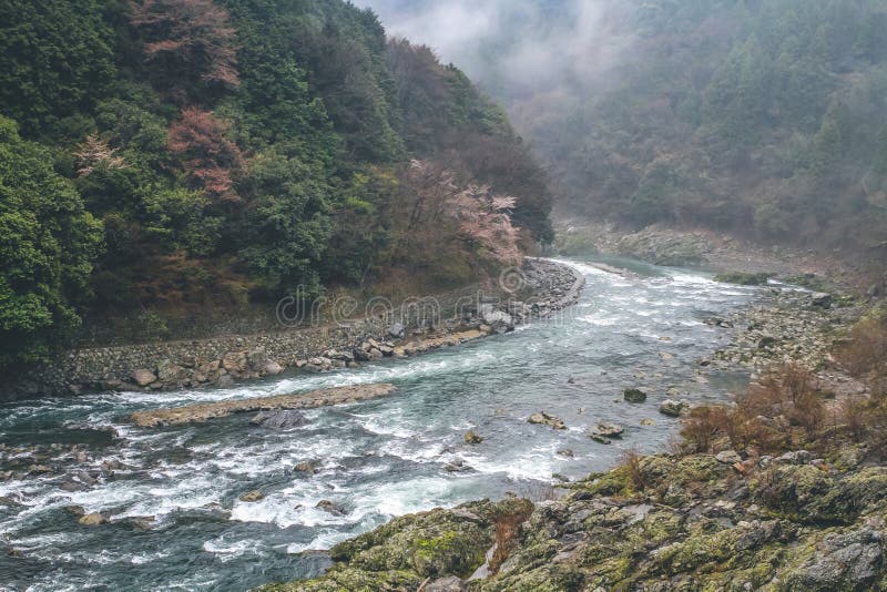 Arashiyama, Japan on the Katsura River, Japan Stock Image - Image of ...