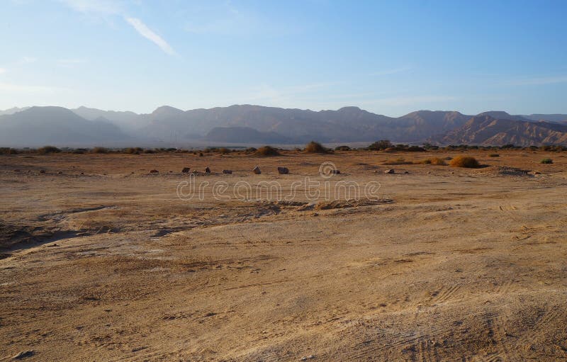 Arava Desert in Sunset Twilight Time Stock Image - Image of araba ...