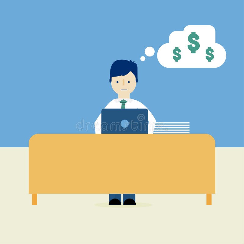 Arbeit und Geld vektor abbildung. Illustration von konzentration - 73396665