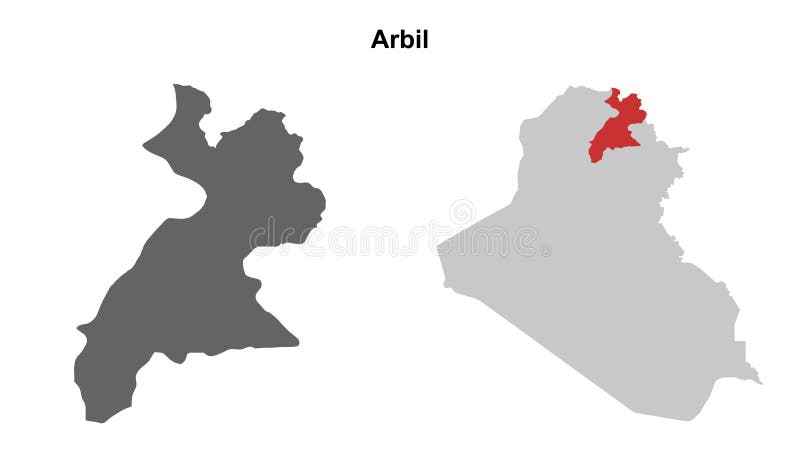 Arbil outline map stock vector. Illustration of shape - 378870580