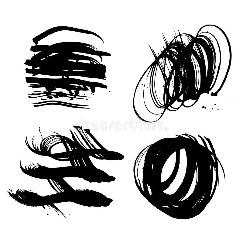 Arbitrary Fancy Abstract Different Form Black Strokes White Paper Stock ...
