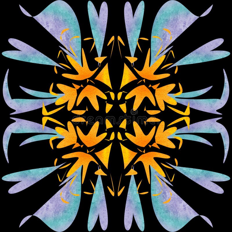 Arbitrary Lines and Abstract Spots Forming a Floral Symmetrical Pattern ...