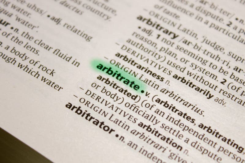 Arbitrate Word or Phrase in a Dictionary Stock Photo - Image of black ...