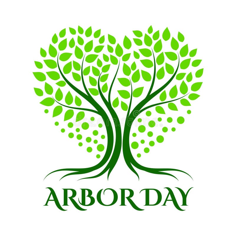 National Arbor Day Symbol or Icon with Tree and Leaves Illustration ...