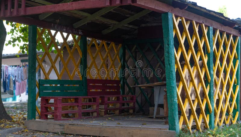 Arbor Painted in Different Colors Stock Image - Image of background ...