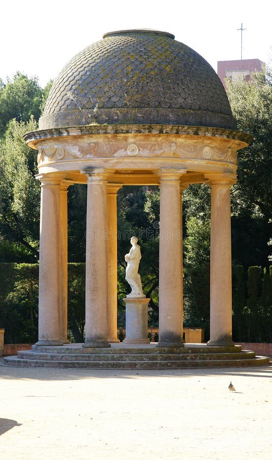 Arbor with Statue of the Labyrinth Gardens of Horta Stock Photo - Image ...
