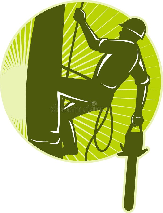Arborist Tree Surgeon Chainsaw Retro Stock Vector - Illustration of ...