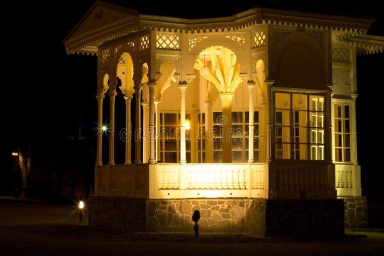 Arbour at night stock photo. Image of light, brown, pattern - 38823606