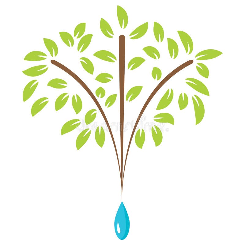 Arbre Avec Licône De Croissance De Goutte De Pluie Illustration De