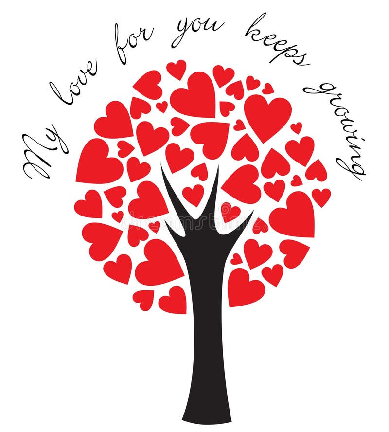 Arbre D'amour Avec Des Coeurs Et Des Fleurs Illustration de Vecteur ...