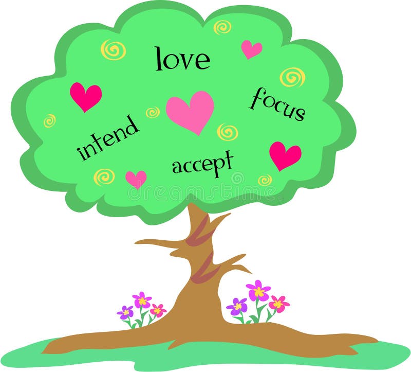 Arbre D'amour Avec Des Coeurs Et Des Fleurs Illustration de Vecteur ...