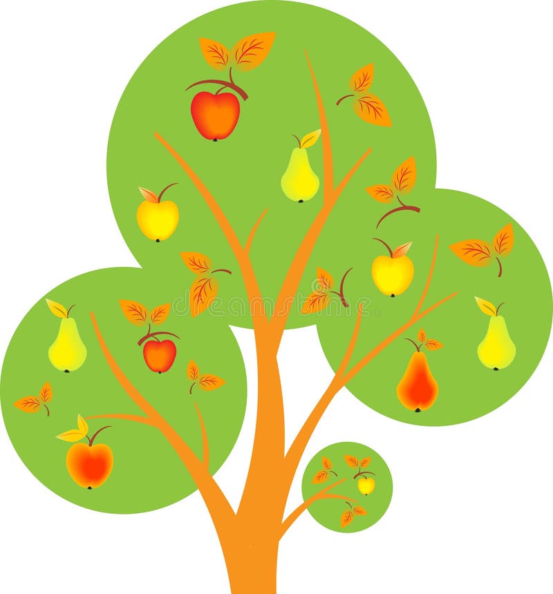 Ensemble D'arbre Fruitier De Verger Cerise De Citron De Prune De Pomme ...