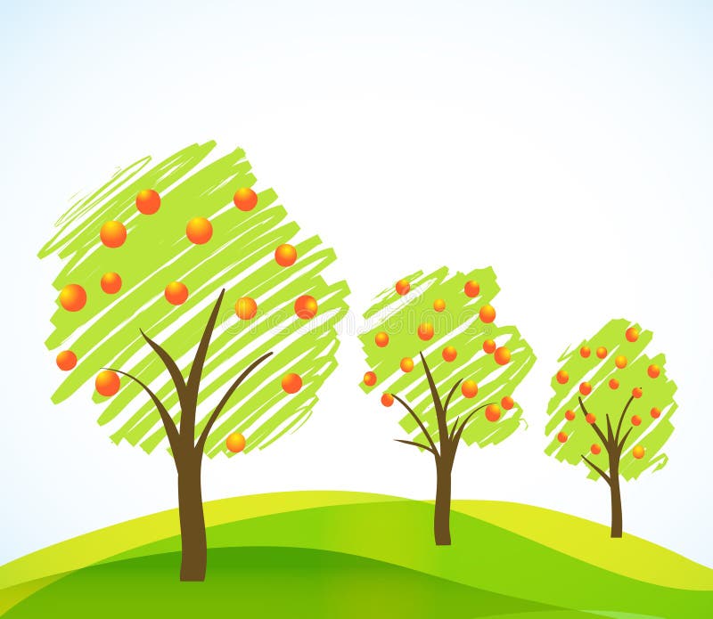 Arbres Abstraits Avec Des Fruits Illustration de Vecteur - Illustration ...