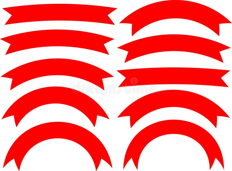 Arc or Bowed Ribbons Banners Set (Vector) Stock Vector - Illustration ...