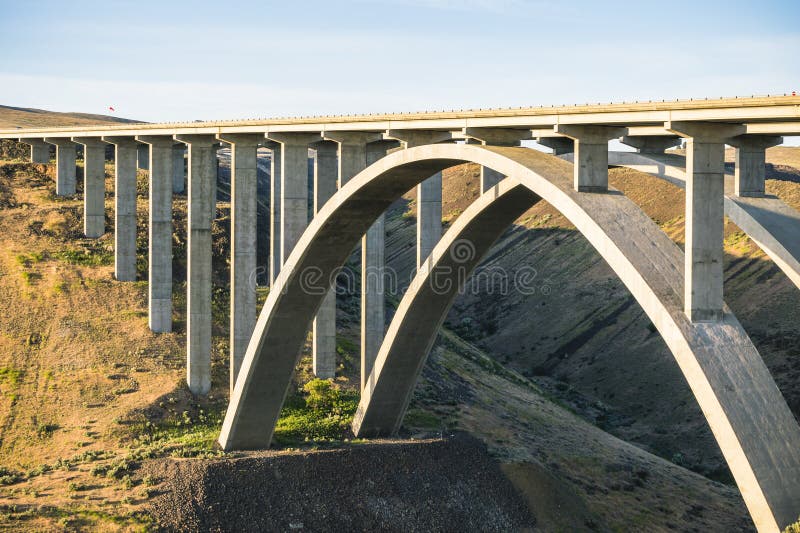 Arc Concrete Bridge a Cross the River when Sunset Stock Image - Image ...