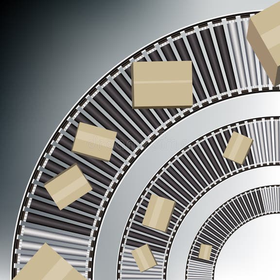 Arc Conveyor Belt Boxes stock vector. Illustration of cardboard - 25630942