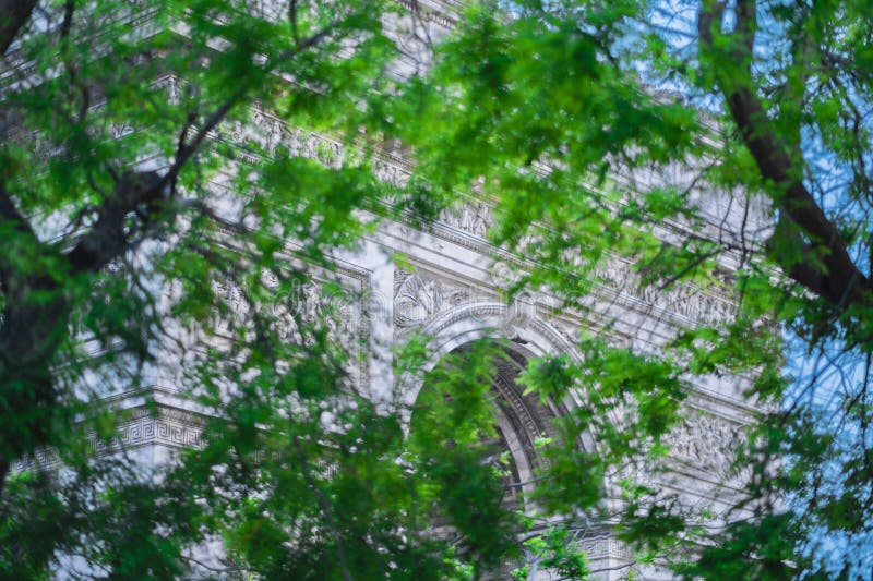 Arc De Triomphe in Paris France Covered by Tree Branches and Leaves ...