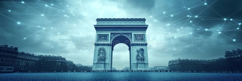 Arc De Triomphe, Paris Network Connection. Cyber Security and Data ...