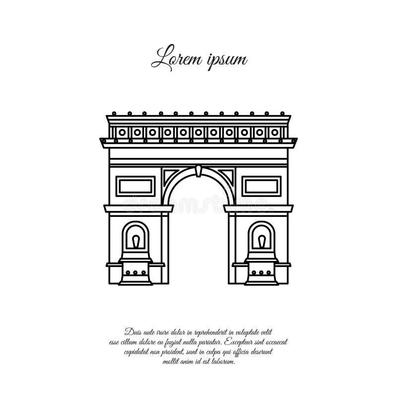 Arc De Triomphe in Paris Vector Line Icon, Sign Stock Vector ...