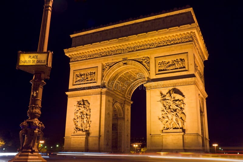 Arc de Triomphe stockfoto. Bild von hauptstadt, leuchten - 1427902
