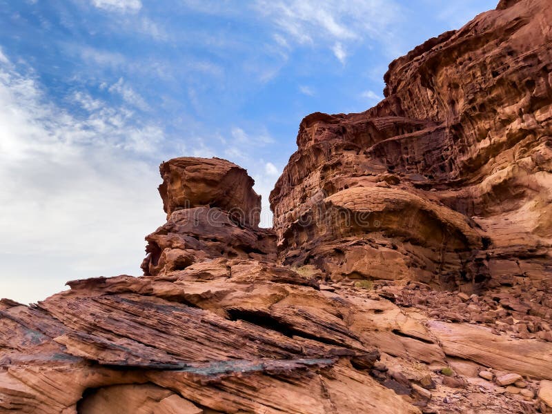 Arc Formation on a Big Rock in Wadi Rum Desert in Jordan Stock Photo ...