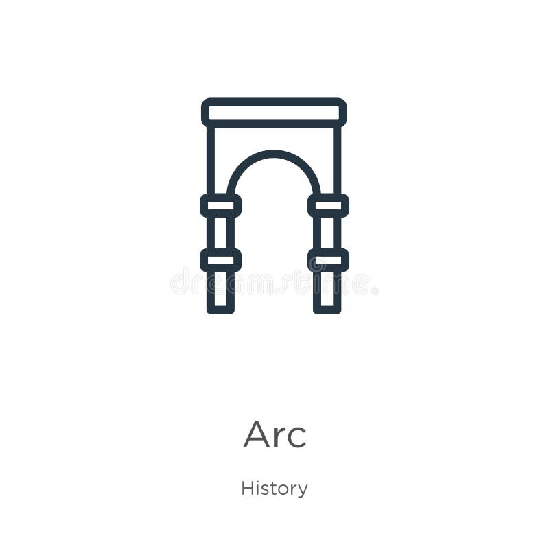 Arc Icon. Thin Linear Arc Outline Icon Isolated on White Background ...