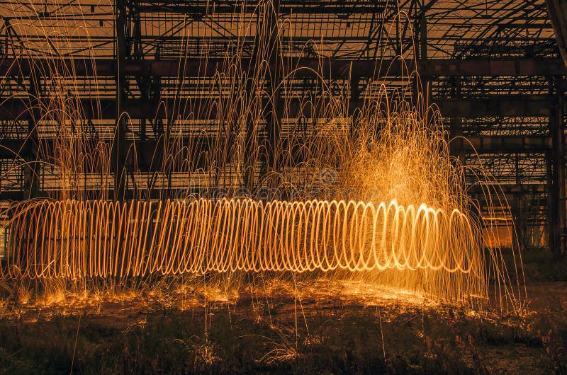 Arc of Light from Burning Steelwool Stock Photo - Image of dangerous ...