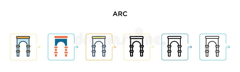 Arc Vector Icon in 6 Different Modern Styles. Black, Two Colored Arc ...
