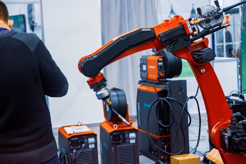 Arc Welding Robot. Automated Welding Process Stock Photo - Image of ...
