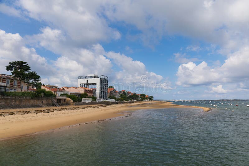 Arcachon - Beach on the Basin Stock Photo - Image of gascony, cloud ...