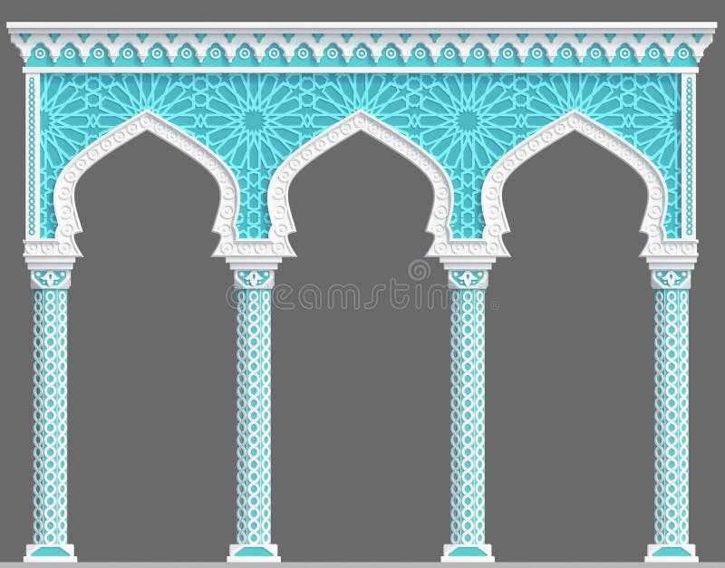 Arcade in Arabic or Indian Style Stock Illustration - Illustration of ...