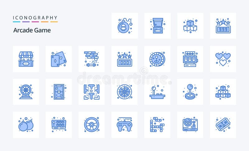 25 Arcade Blue icon pack stock vector. Illustration of star - 264509299