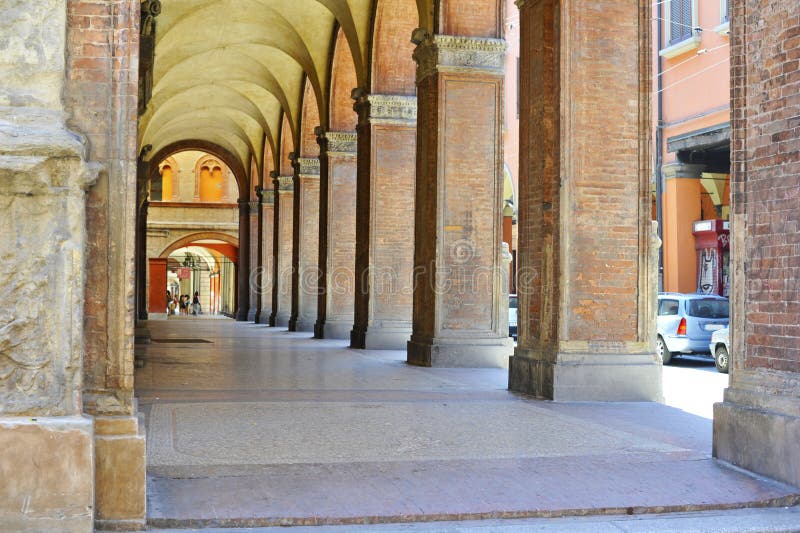 Arcade in Bologna stock photo. Image of useful, long - 26629598