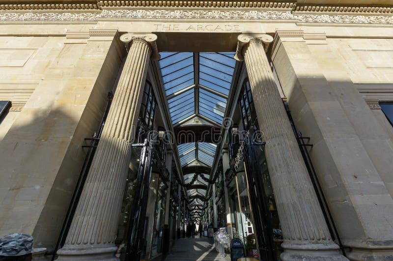 The Arcade Bristol Low Angle, Old Shopping Street Editorial Stock Photo ...