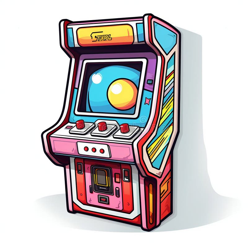 Arcade Cabinet Game Sticker on White Background. Generative Ai Stock ...