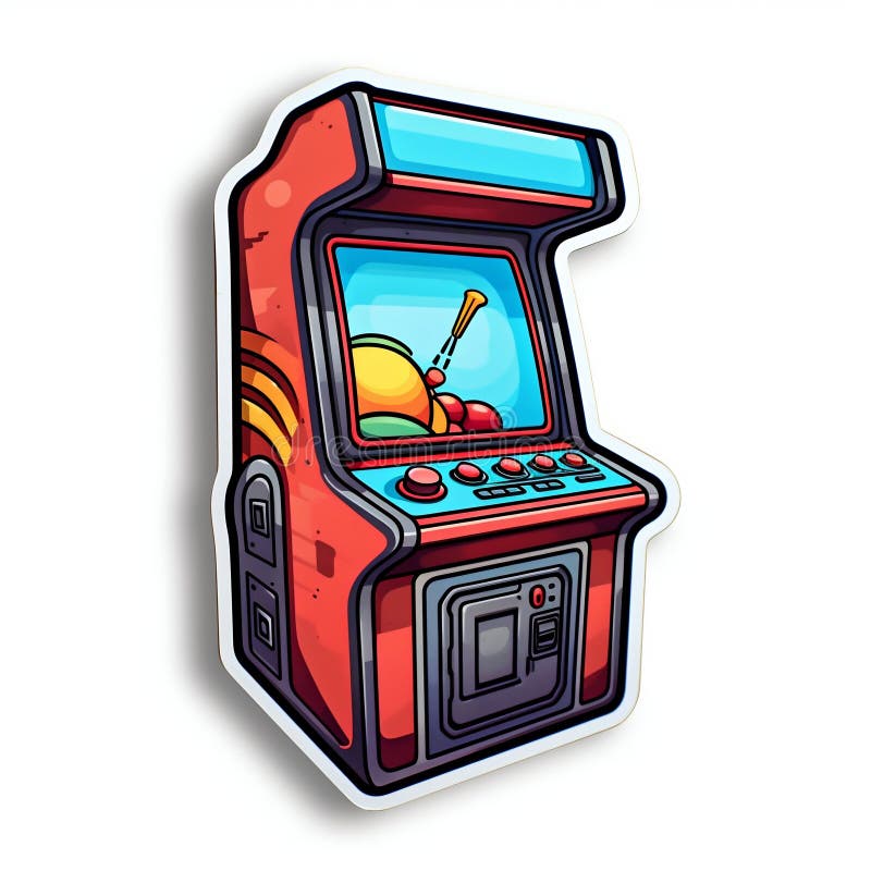 Arcade Cabinet Game Sticker on White Background. Generative Ai Stock ...