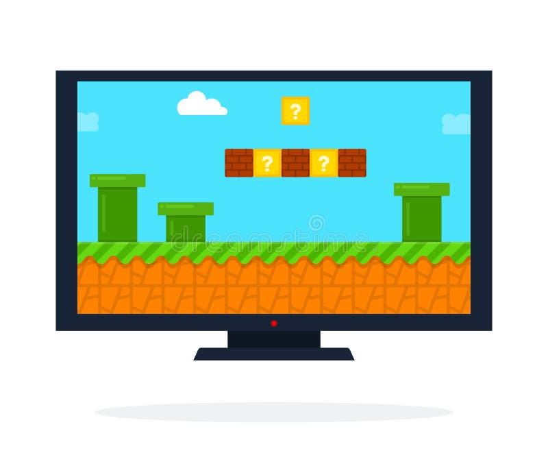 Arcade Game on the LCD Panel Flat Isolated Stock Vector - Illustration ...
