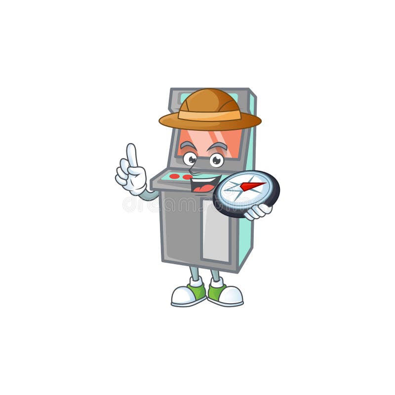 A Arcade Game Machine Explorer Cartoon Design Having a Compass Stock ...