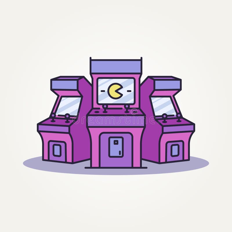 Minimalist Retro Gaming Arcade Machine Line Art Icon Logo Vector ...