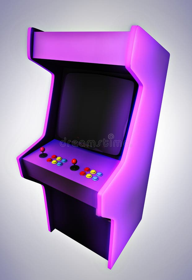 Arcade Game Machine, Perspective View Icon, 3D Rendering Template Stock ...