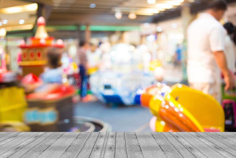 Arcade Game Machine Shop Blur Background with Bokeh Image Stock Photo ...