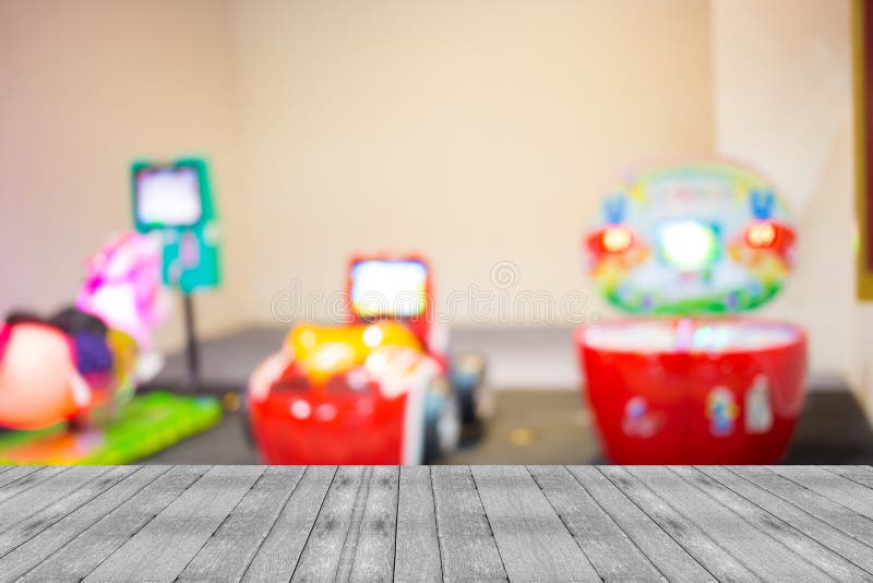 Arcade Game Machine Shop Blur Background with Bokeh Image Stock Photo ...